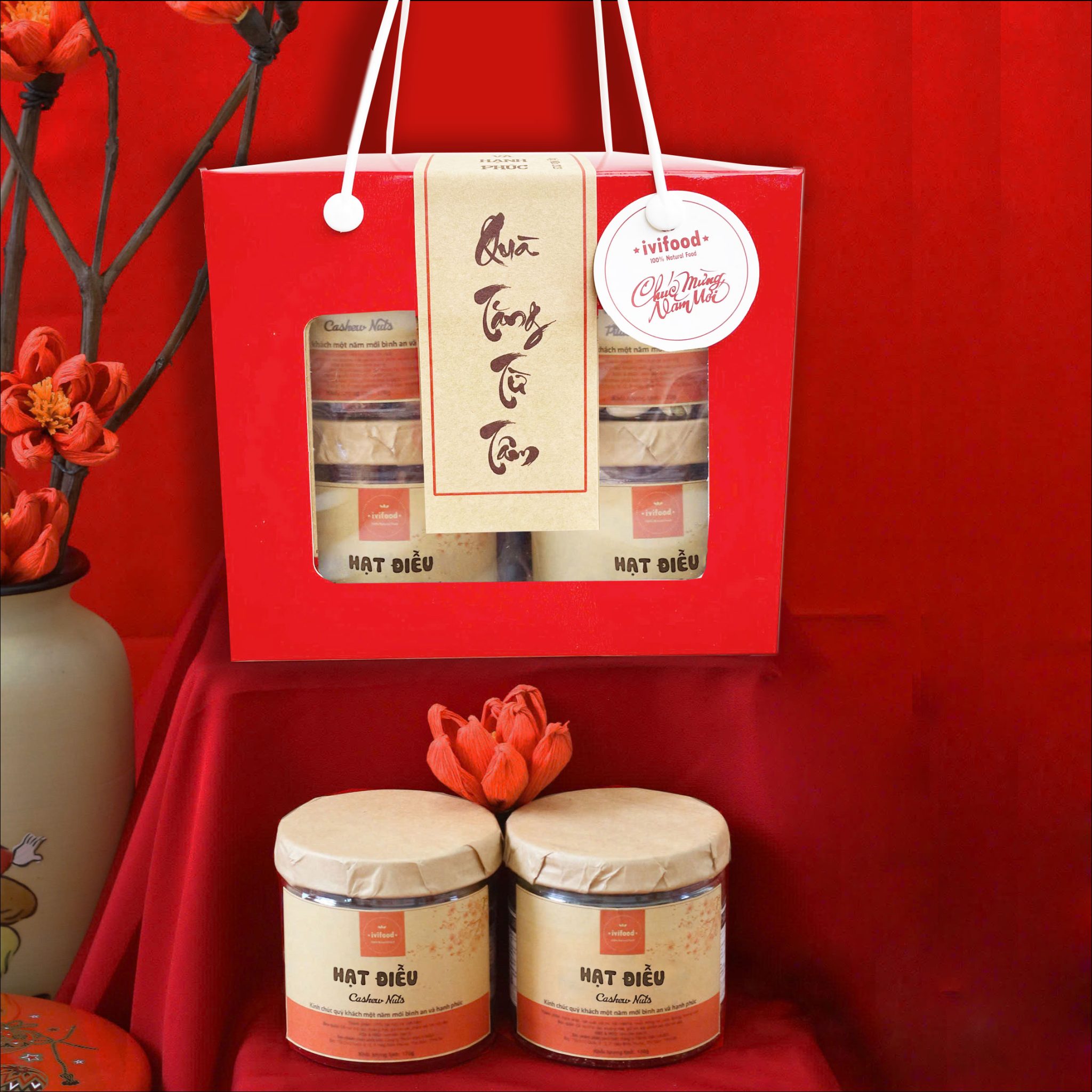 Set Quà Tết Hạt Điều 4 hủ 200g | Xưởng Hạt điều Phú Quang